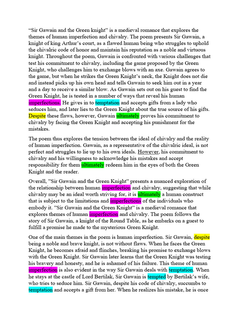 Sir Gawain | PDF | Green Knight | Chivalry