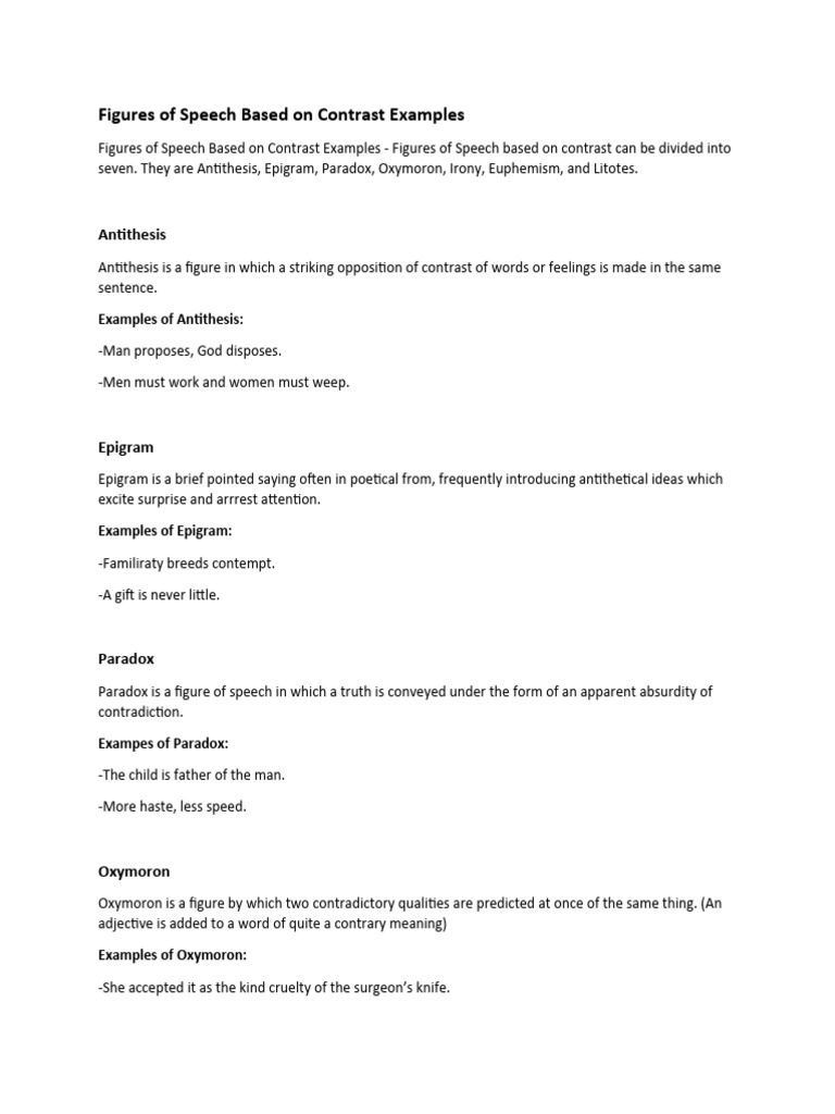 Figures of Speech Based On Contrast Examples | PDF