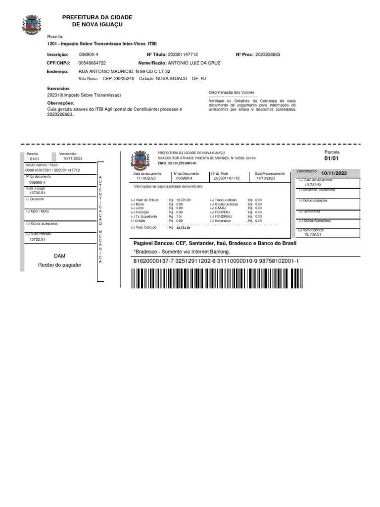 Boleto Guia de ITBI | PDF | Bancos | Brasil