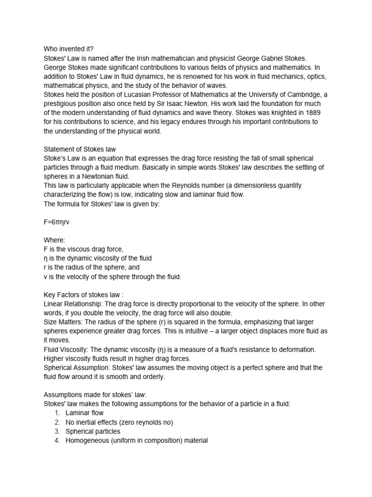 Stokes Law and Terminal Velocity-1 | PDF | Viscosity | Fluid Mechanics