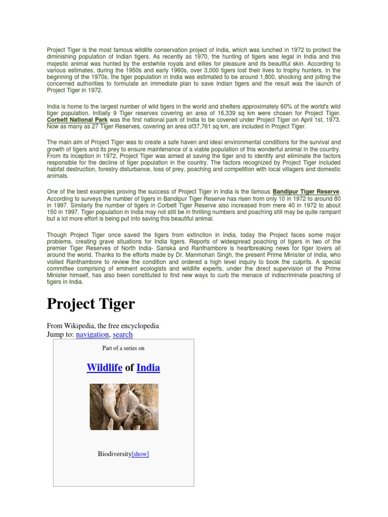 Project Tiger Is The Most Famous Wildlife Conservation Project of India ...