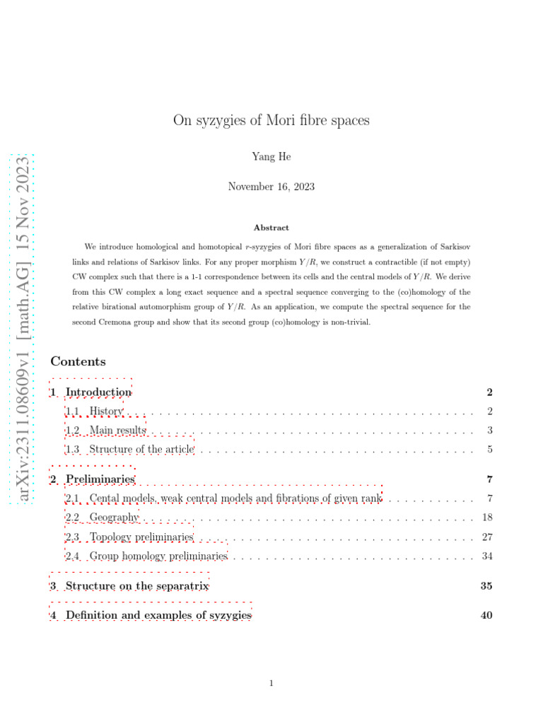 R - On Syzygies of Mori Fibre Spaces - He | PDF | Field (Mathematics ...