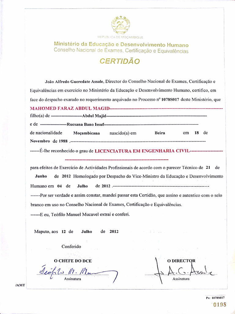 Certidao de Equivalencia - 1 | PDF