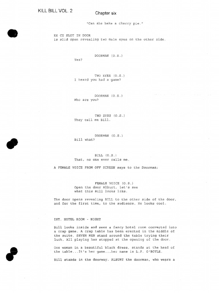 Kill Bill Vol. 2: Chapter 6 Script | PDF