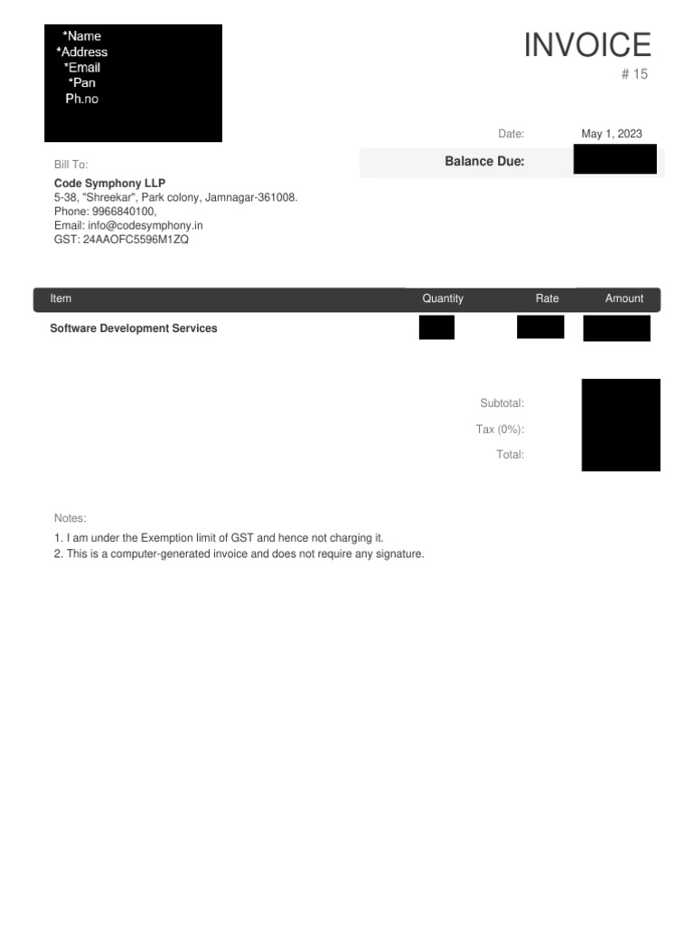Invoice Format CS | PDF | Finance & Money Management