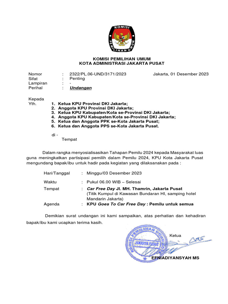 Undangan KPU Sosialisasi Pemilu 2024 | PDF | Politik | Ilmu Sosial