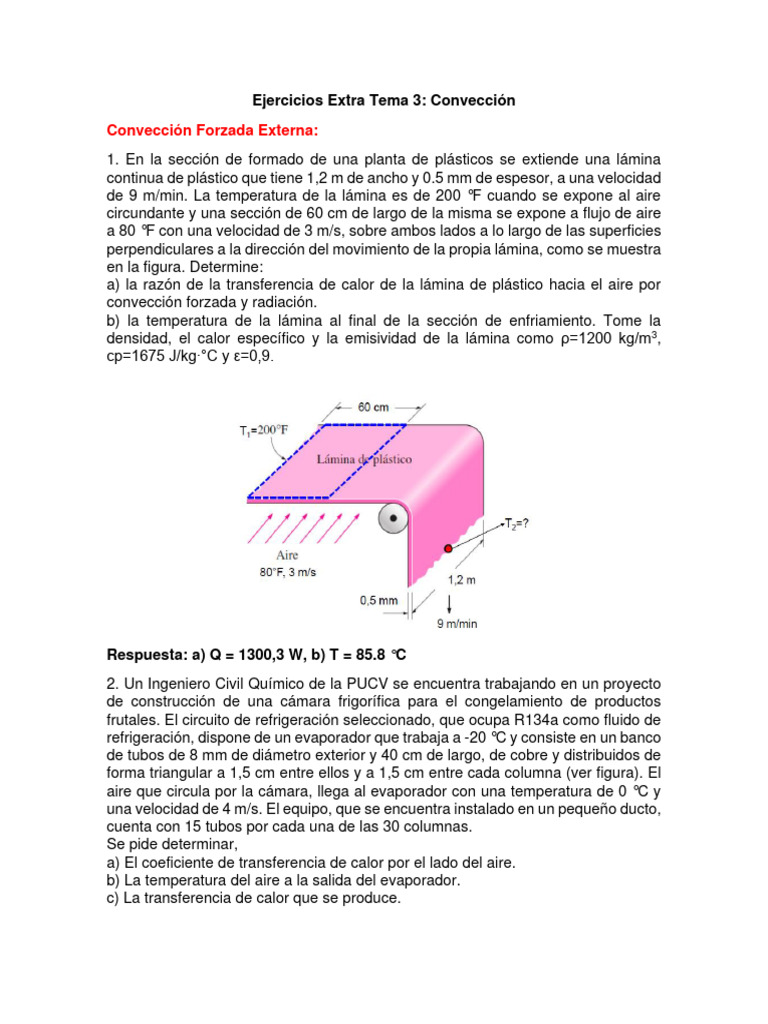 Ejercicios Extra Tema 3. Convección (1) | PDF | Convección | Calor