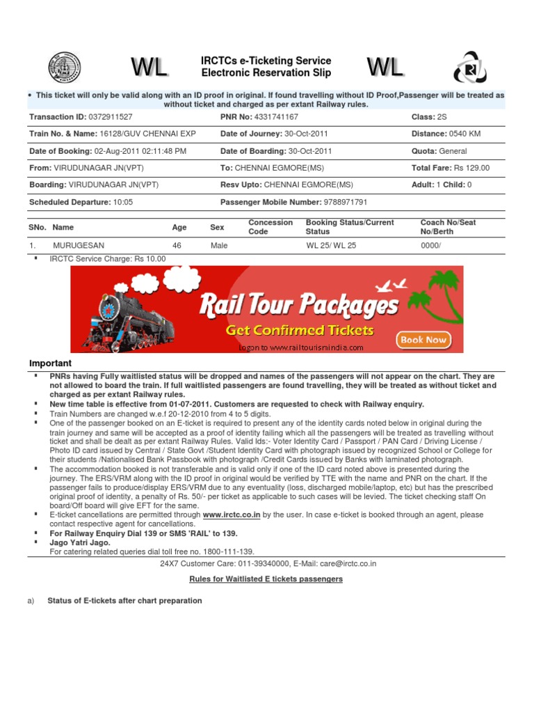 Guidelines for Electronic Reservation Slip and Waitlisted E-Tickets on ...