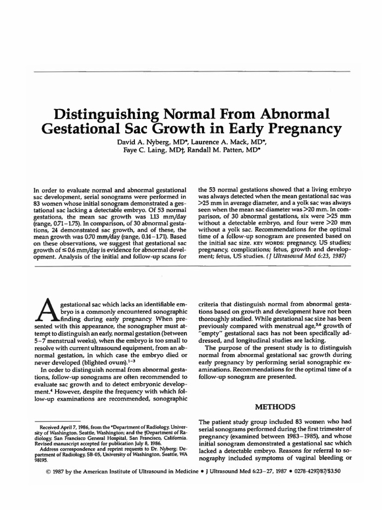 Nyberg 1987 | PDF | Medical Ultrasound | Pregnancy