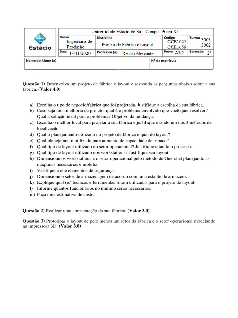 AV2 Projeto de Fábrica e Layout | PDF | Arte | Computadores