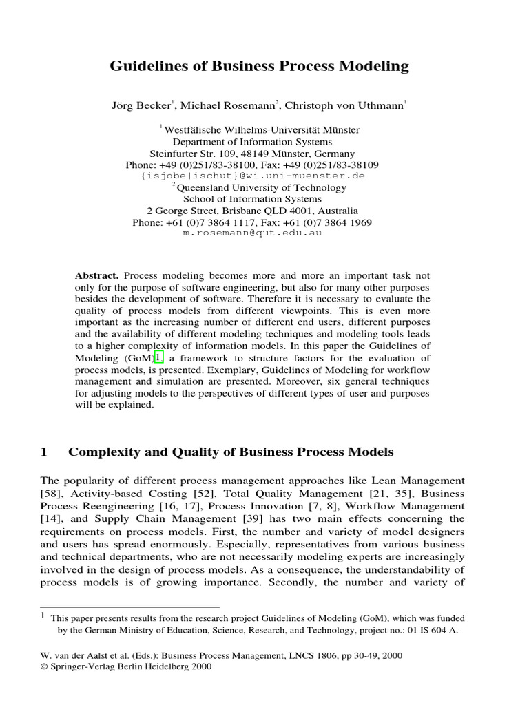 Guidelines of Business Process Modeling | PDF | Conceptual Model | Business Process