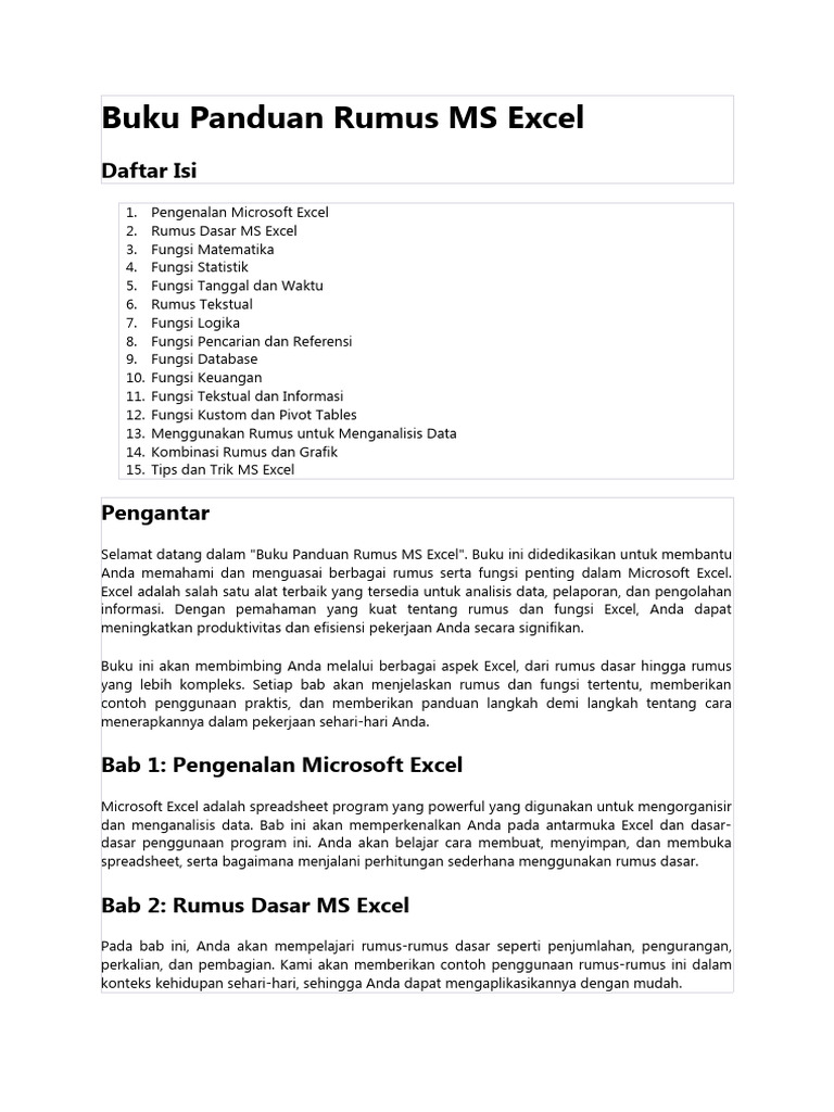 Buku Panduan Rumus MS Excel | PDF