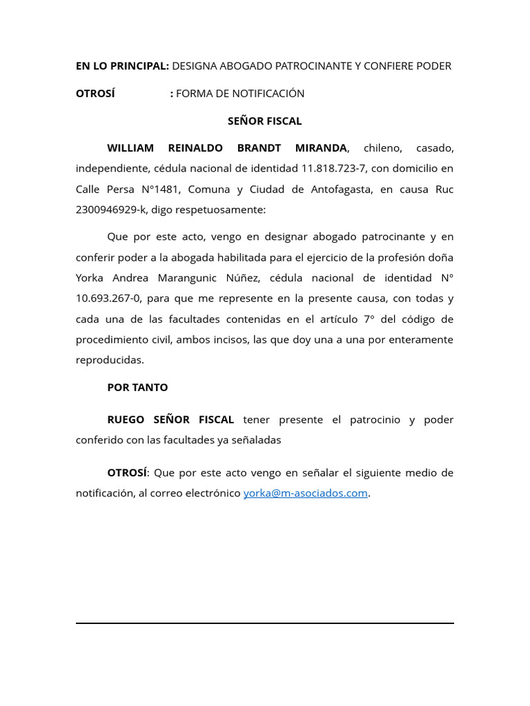 Designa Abogado Patrocinante | PDF | Ciencias sociales | Derecho