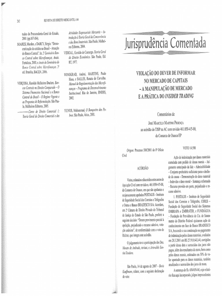 PROENÇA. José Marcelo Martins. Violação Do Dever de Informar No Mercado ...