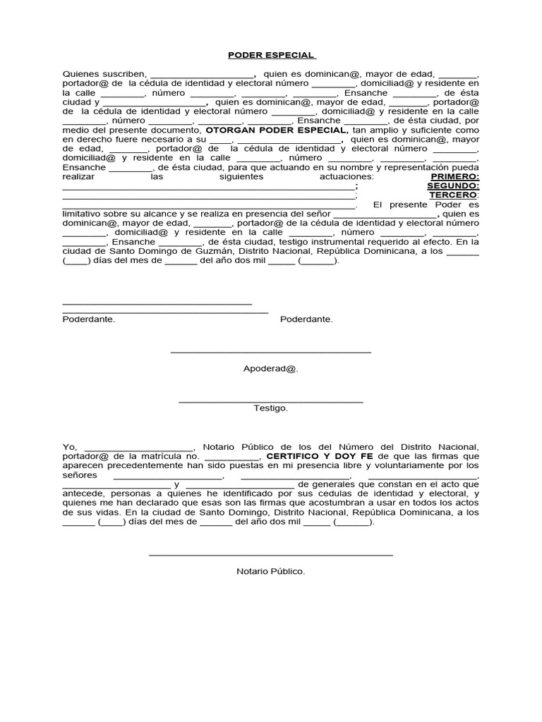 Poder Especial - Modelo | PDF | Autenticación | Control de acceso