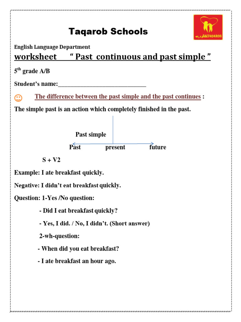 Past Simple vs. Continuous Worksheet | PDF | Languages | Foreign ...