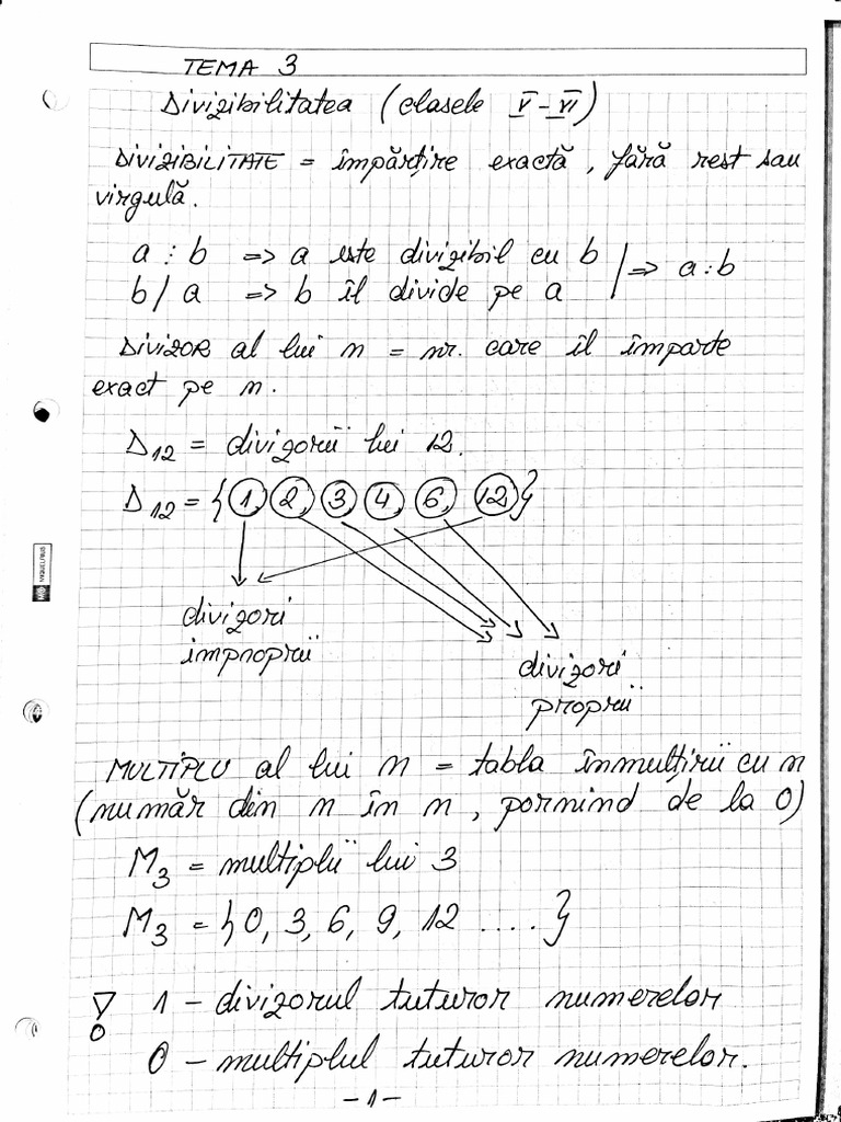 Tema 3 - Divizibilitatea (Clasa A5a Și A6a) - 230619 - 185430 | PDF