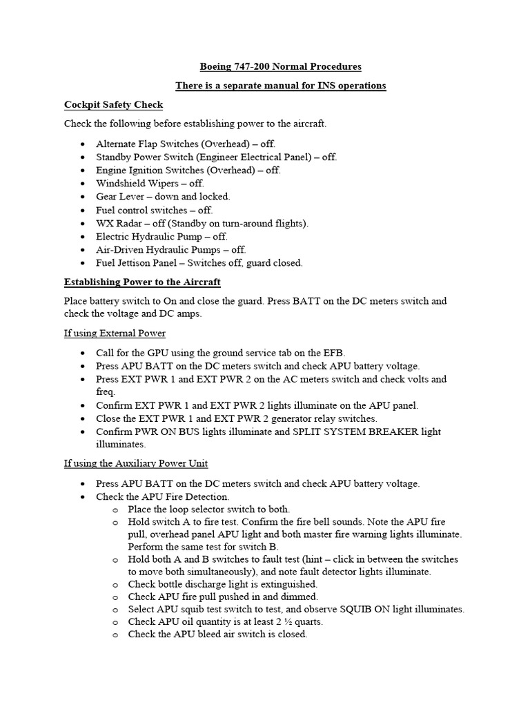 Boeing 747-200 Normal Procedures Guide | PDF | Aircraft Flight Control System | Flap (Aeronautics)