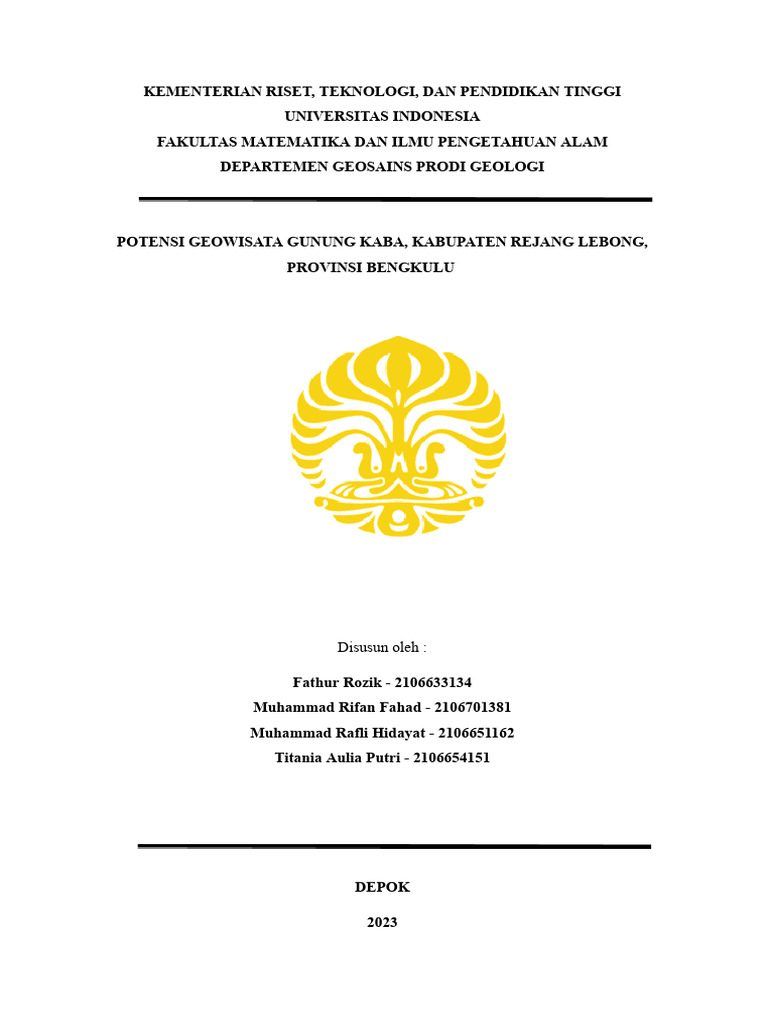 Potensi Geowisata Gunung Kaba Bengkulu | PDF