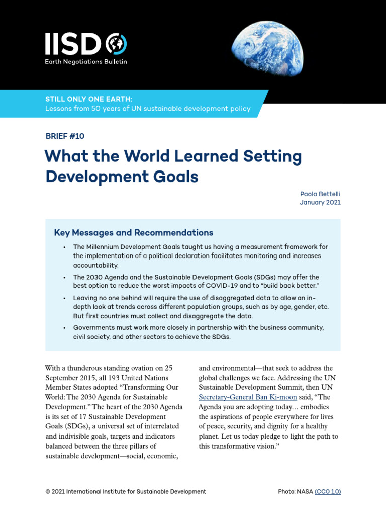 Still One Earth MDG SDG | PDF | Sustainability | Millennium Development ...