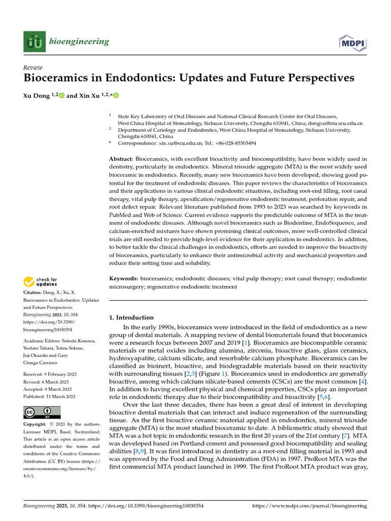 Biocerámicos en Endodoncia | PDF | Macrophage | Bioceramic
