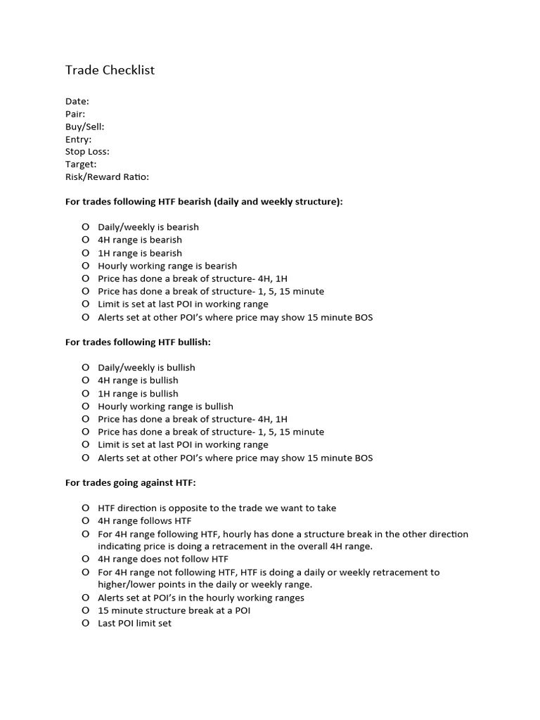 Trade Checklist 3 | PDF