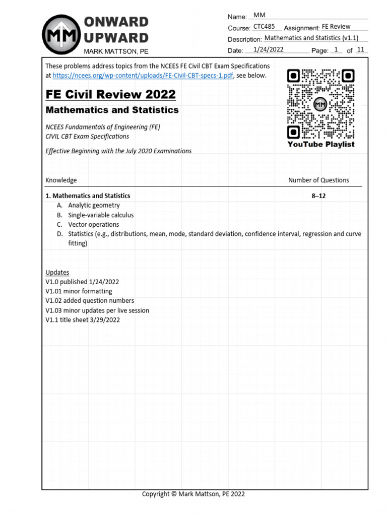 FE Math 2022 | PDF | Statistics | Regression Analysis