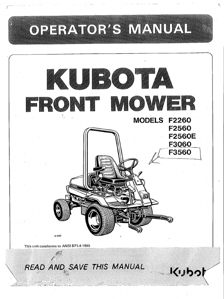 Kubota F3560 Owners Manual | PDF