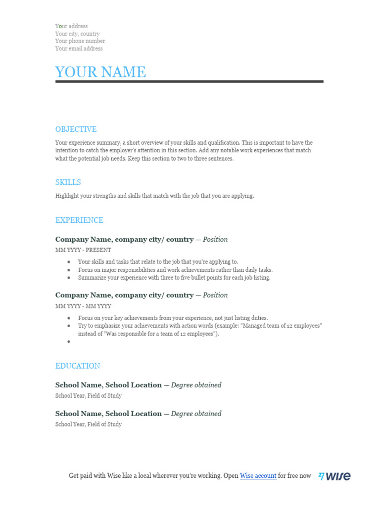 Professional Resume Template | PDF