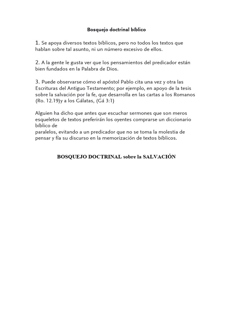 Bosquejo Doctrinal Bíblico CLASE #1 | PDF