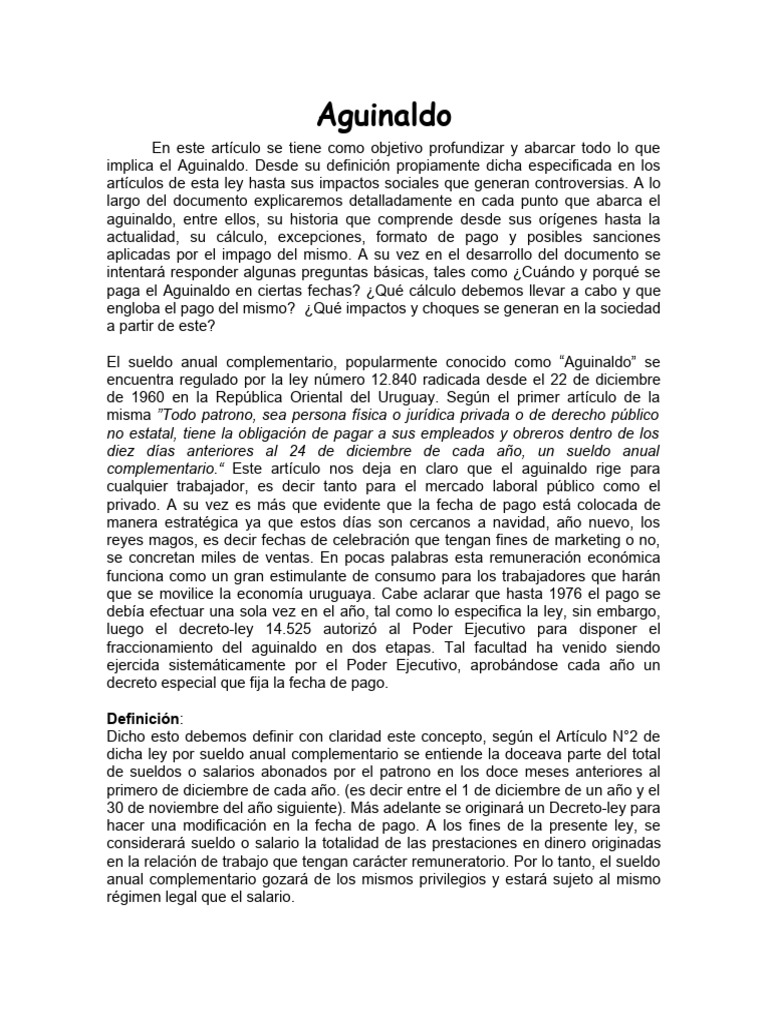 Aguinaldo | PDF | Salario | Multa (pena)