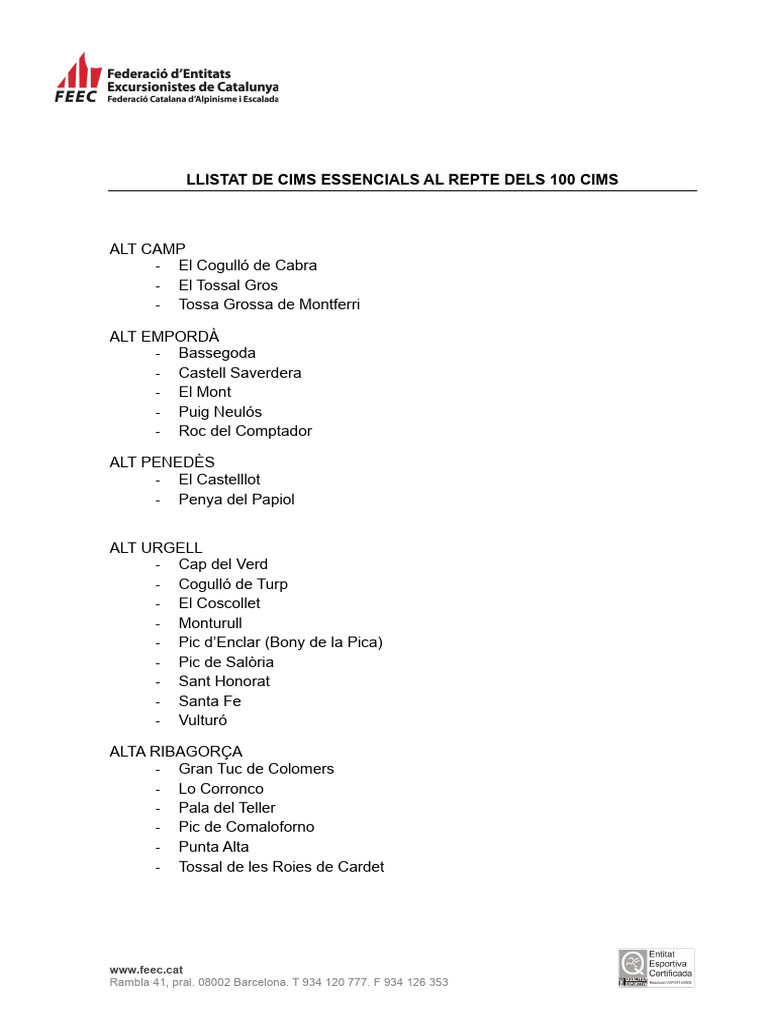 Essencials 100 Cims | PDF