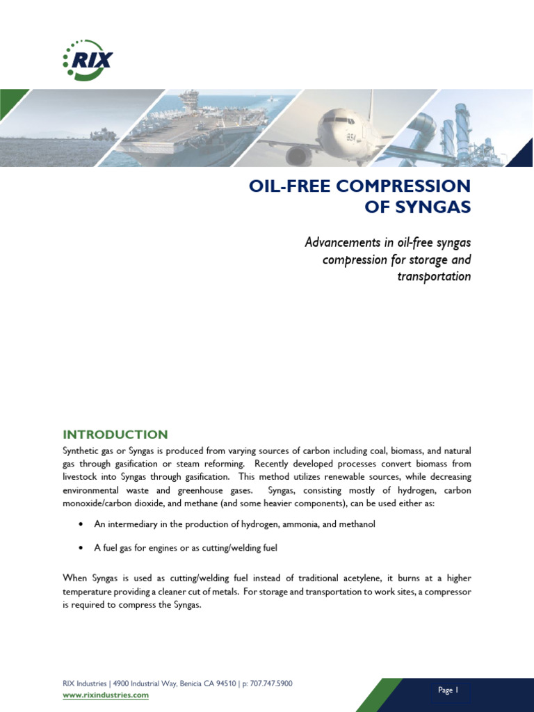 Oil-Free Compression of Syngas White Paper 6.24.20 | PDF | Gasification ...