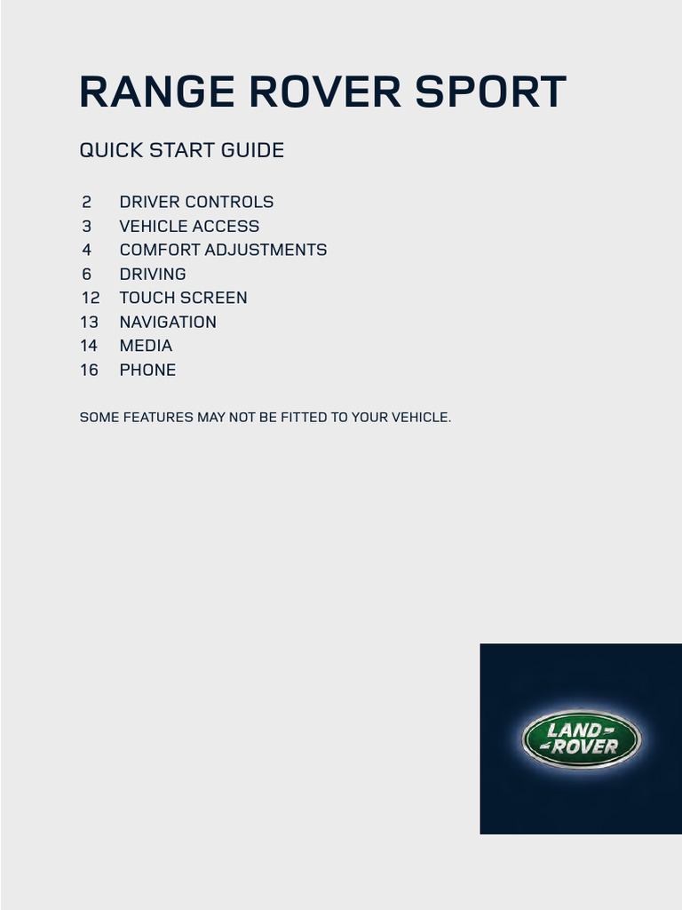 Range Rover Sport L494 Quick Start Guide | PDF | Headlamp ...