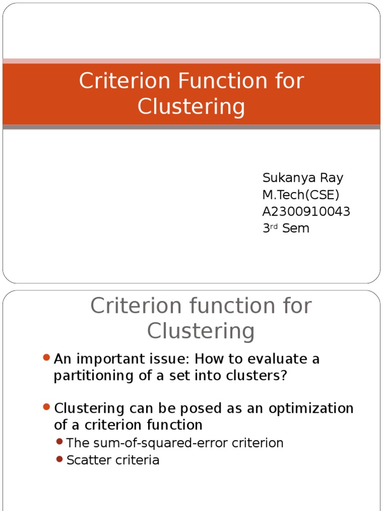 Criterion Function For Clustering Pdf