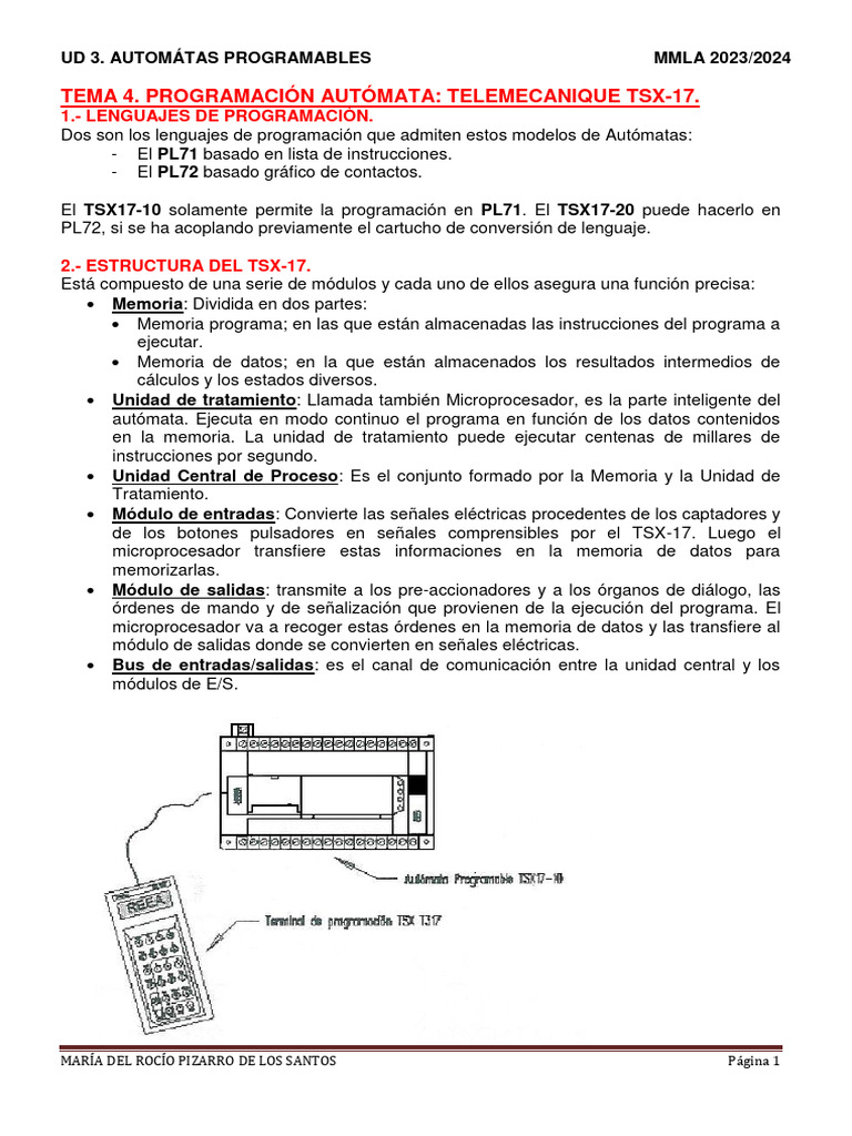 Ud3. Automatas Programables Tema 4 Tsx17 | PDF | Programación | Programa de computadora