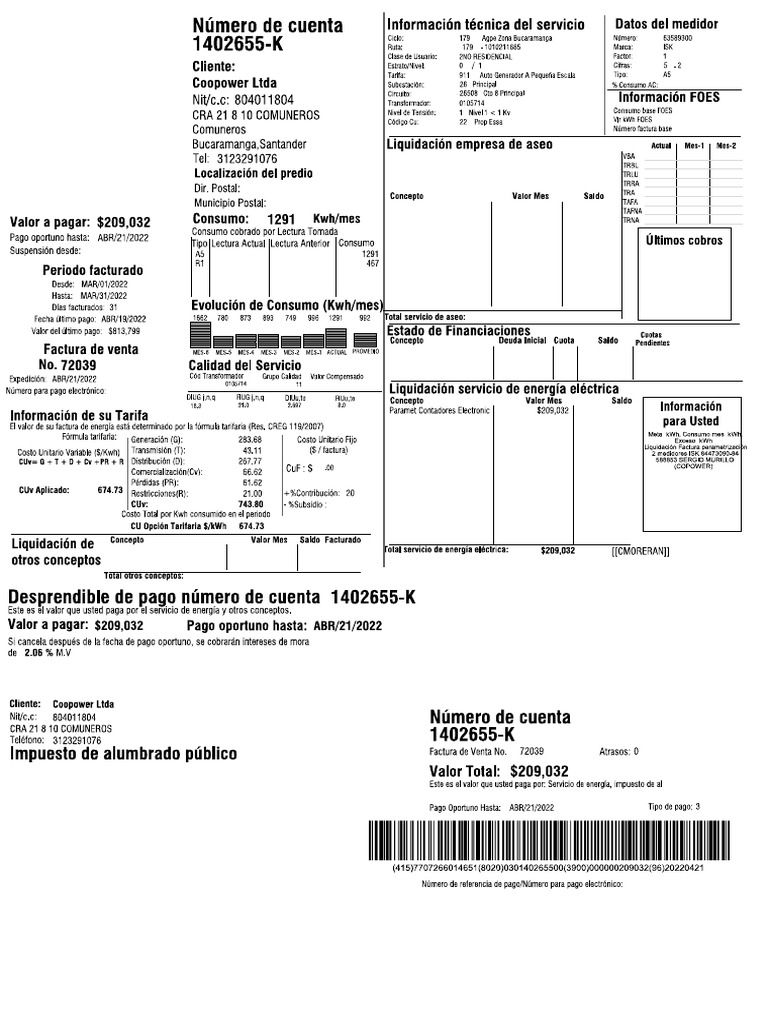 Factura Parametrización 2 Isk 84473090-84588853 Sergio Murillo (Copower) | PDF