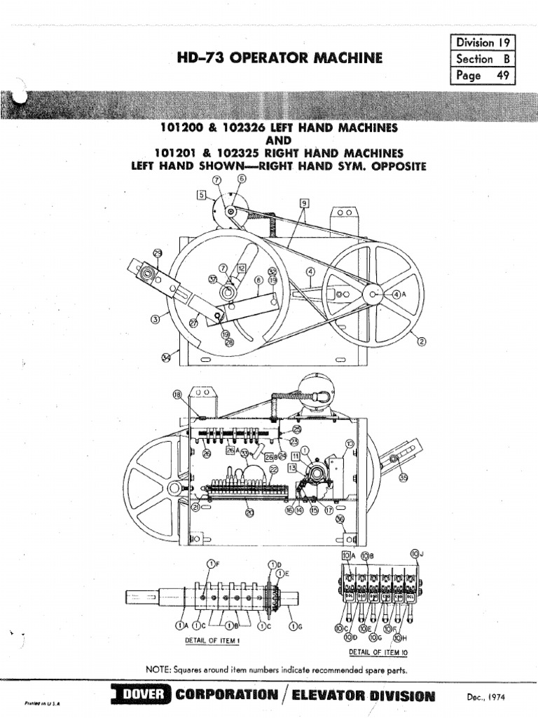 Dover - HD-73 Door Operator Parts | PDF