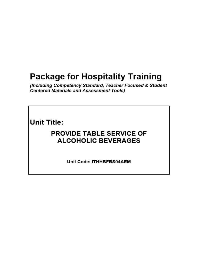 ITHHBFBS04AEM-Provide Table Service of Alcoholic Beverages | Download ...