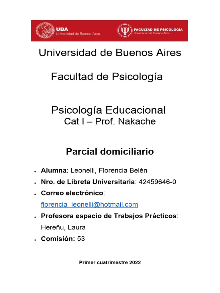 Psicología Educacional y Aprendizaje | PDF | Sicología | Psicología ...