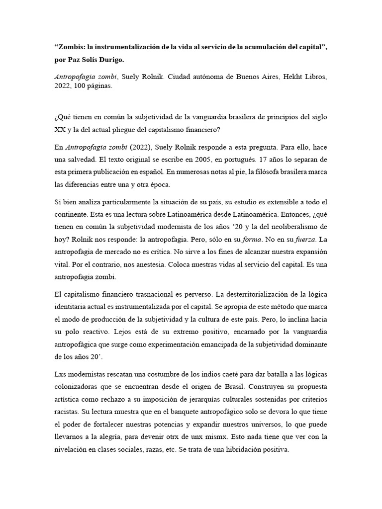 Reseña Antropofagia Zombi | PDF | Subjetividad | Brasil