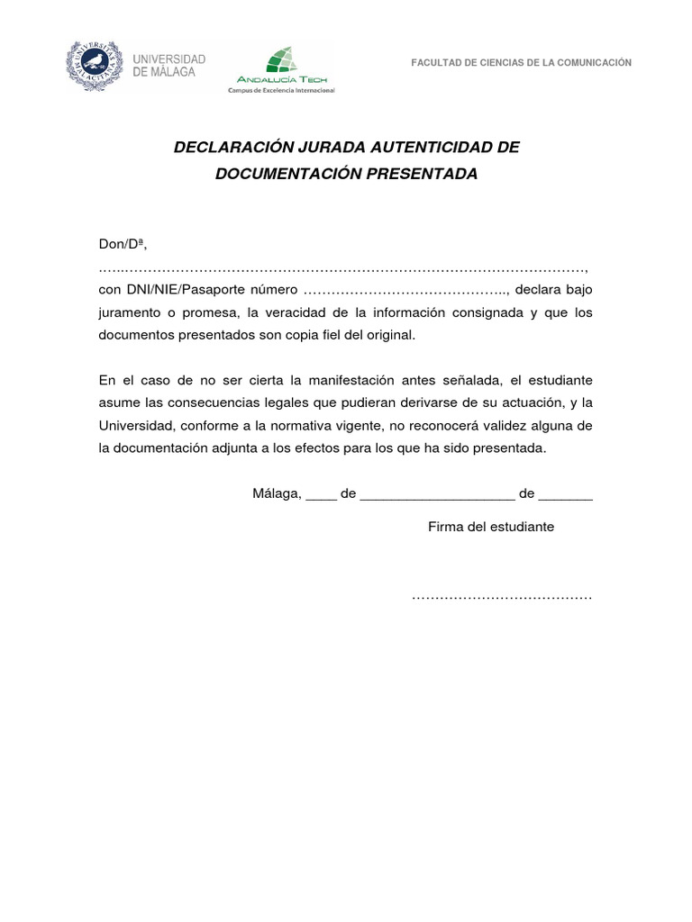 Modelo Declaracion Jurada | PDF