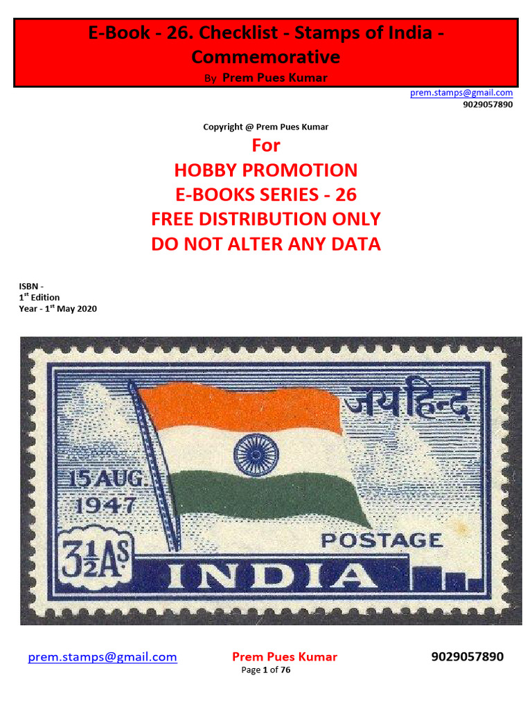 E Book 26 Checklist Stamps of India Comm | PDF