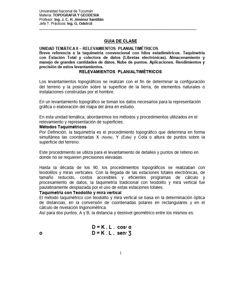 Unidad 8 - Relev Planialtimétricos | PDF | Topografía | Geodesia