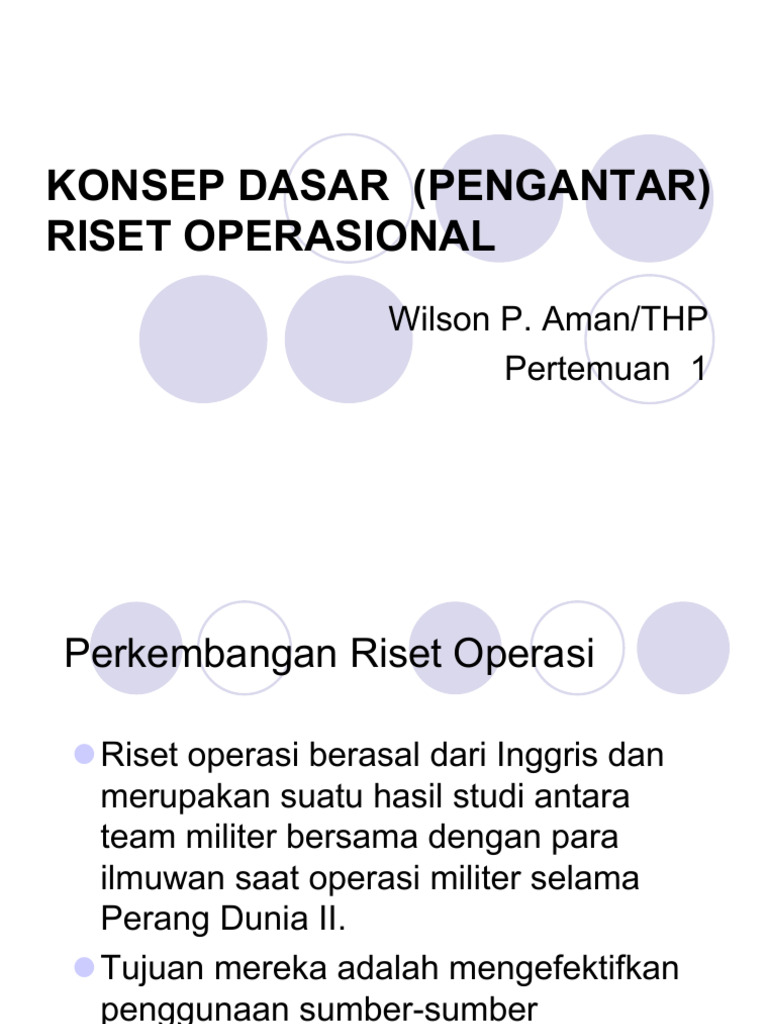 Pengantar Riset Operasional | PDF