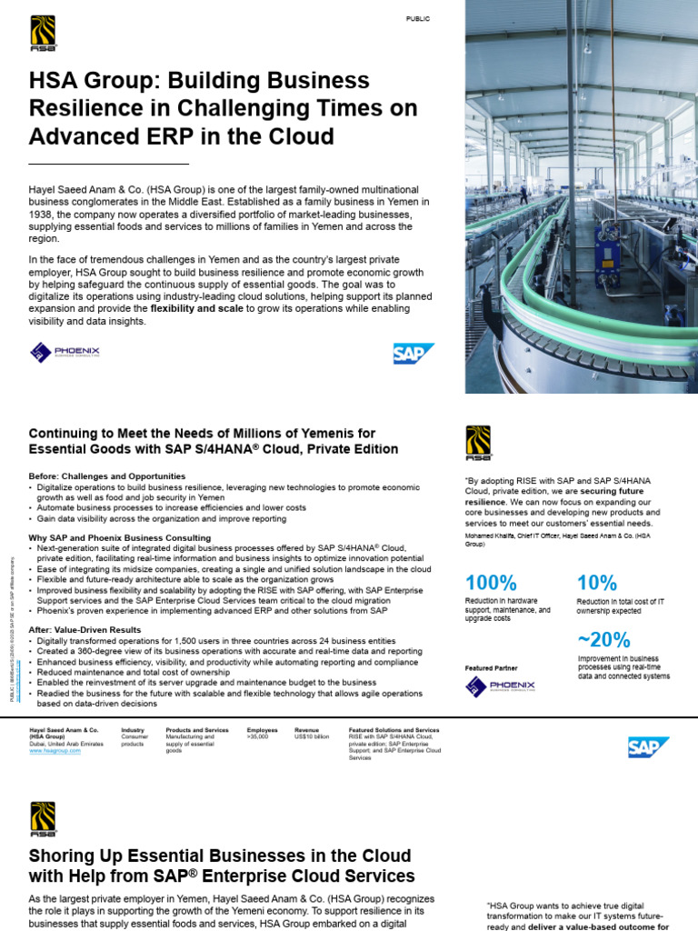 HSA Group - Building Business Resilience in Challenging Times On Advanced ERP in The Cloud | PDF ...