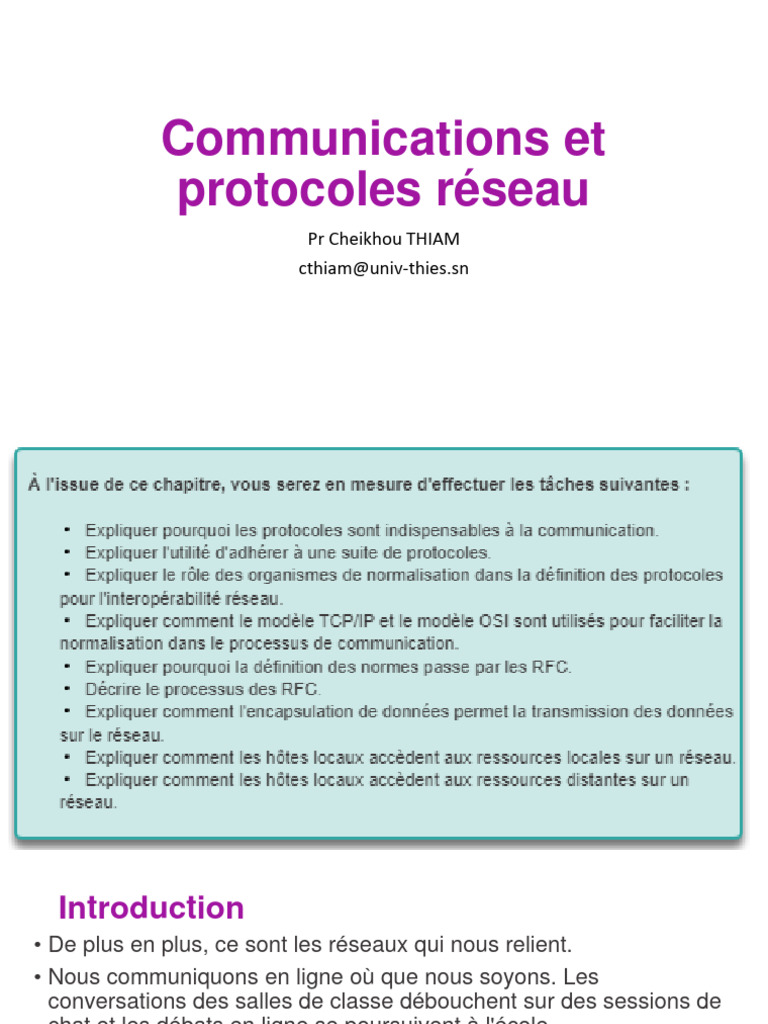 Cours 2 Communications Et Protocoles Réseau | PDF | Modèle OSI | Protocoles Internet