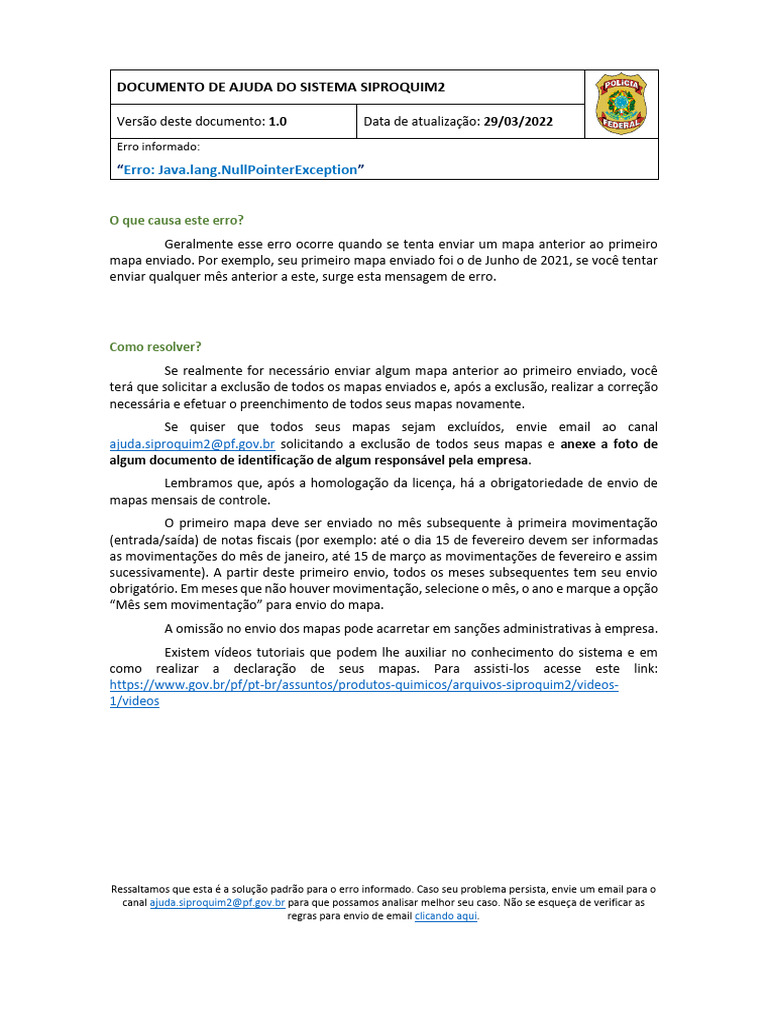 Erro NullPointerException no SIPROQUIM2 | PDF | Computadores