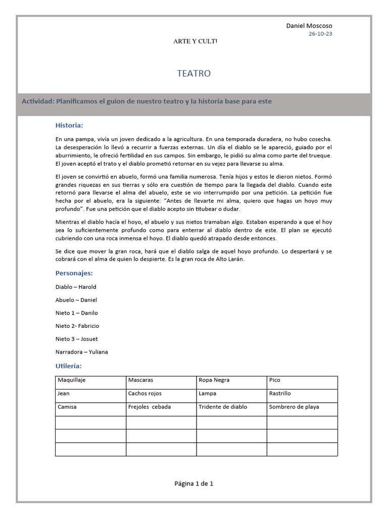 Arte y Cultura 5c - TEATRO | PDF