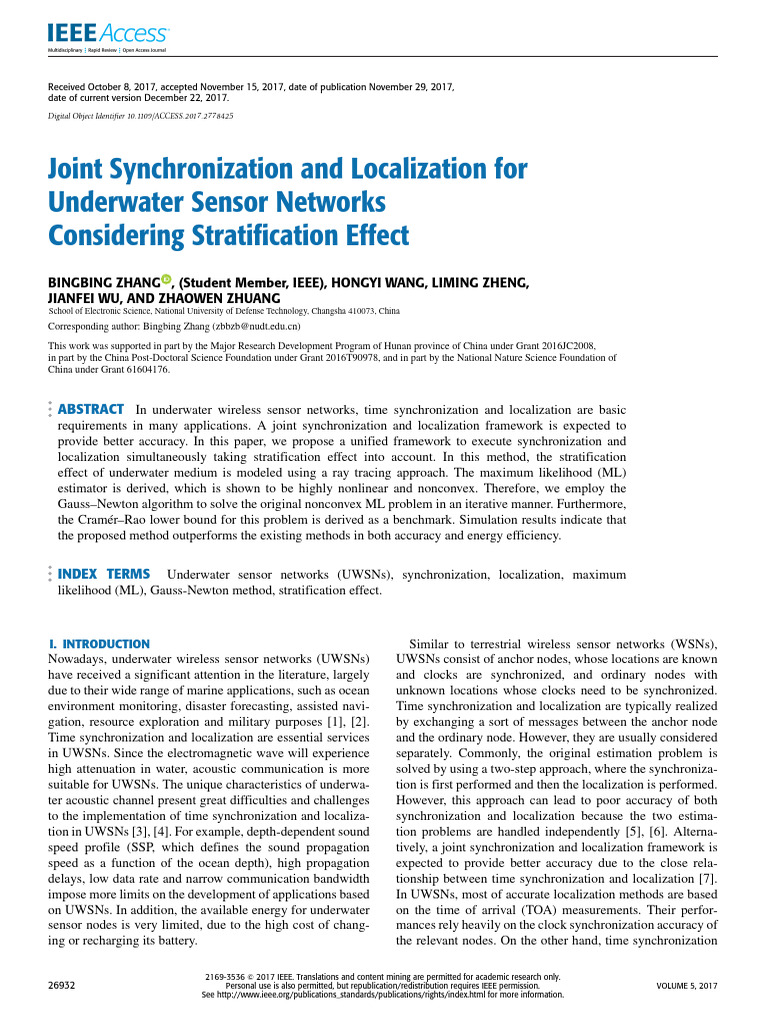 Joint Synchronization And Localization For Underwater Sensor Networks Considering Stratification